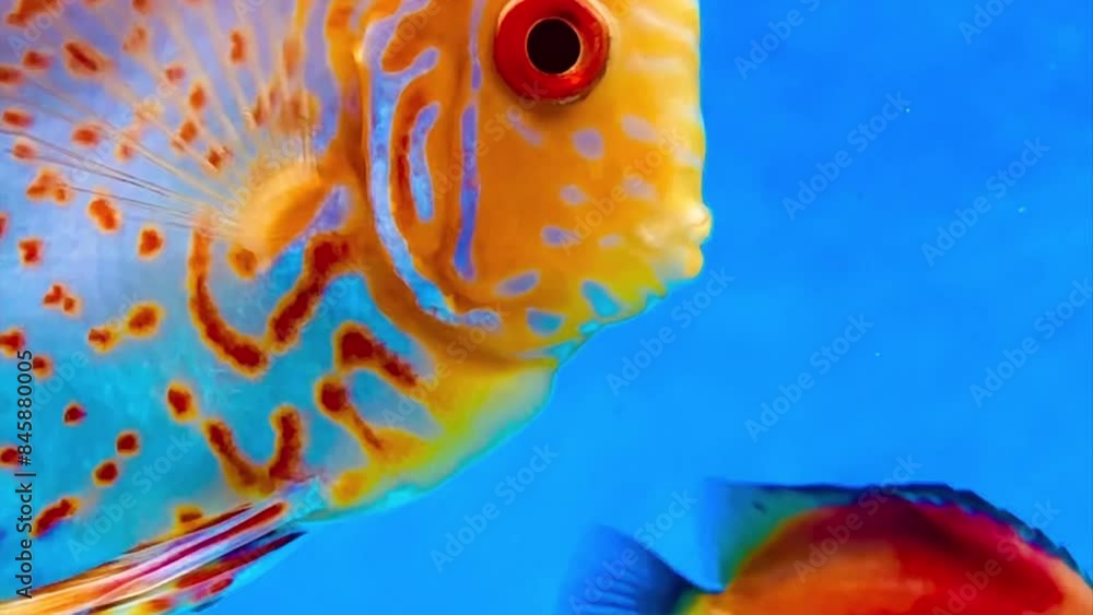4K This clip features brightly colored discus fish swimming in an ...