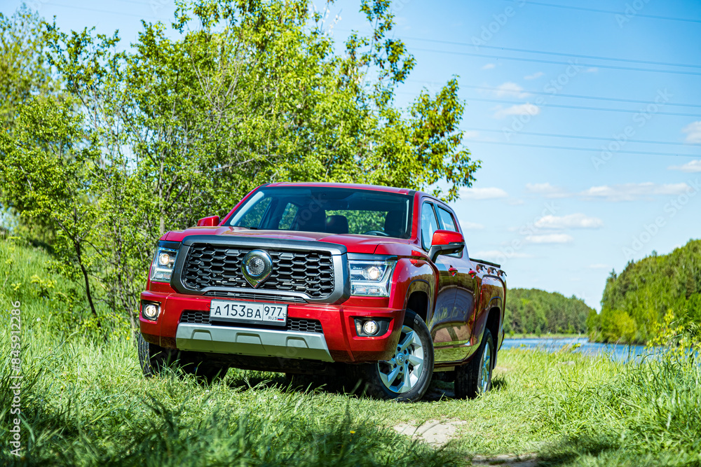 Moscow, Russia. June 2024: Red GWM great wall Poer KingKong pickup in ...