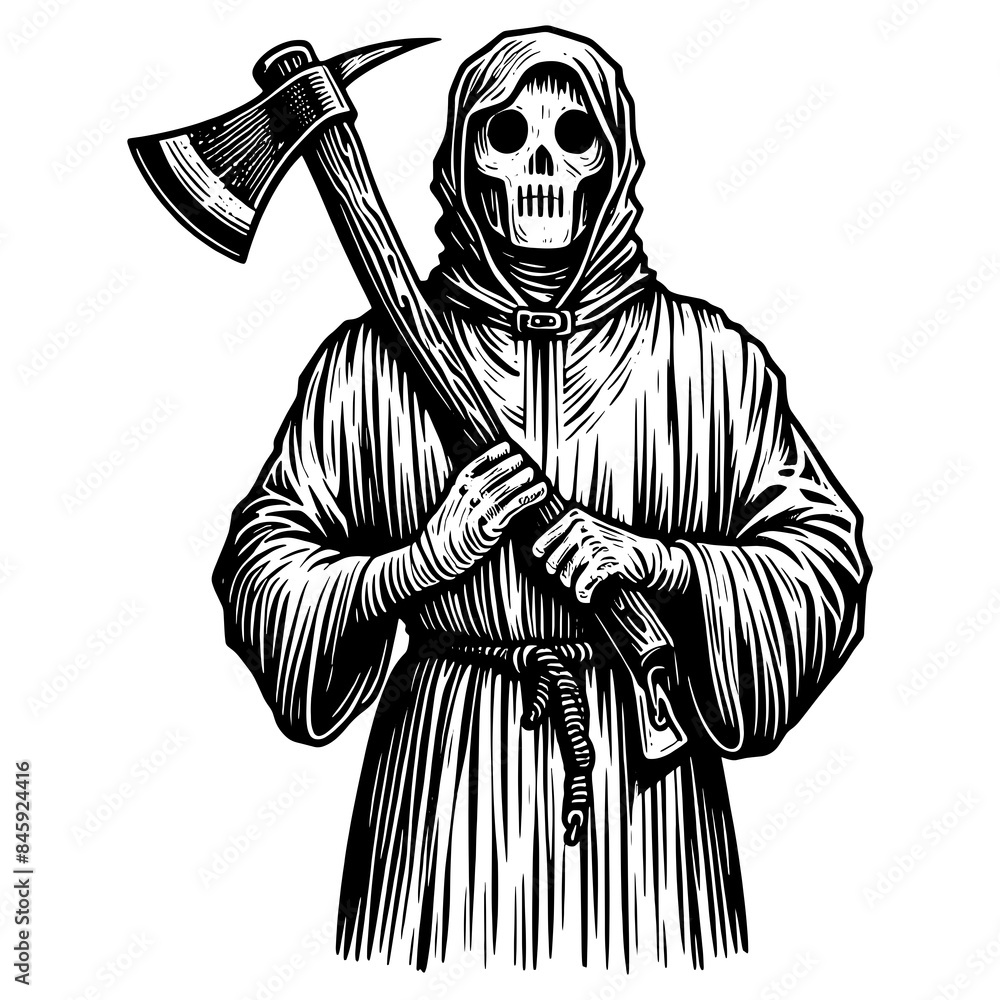 Grim Reaper executioner with Axe sketch engraving generative ai ...