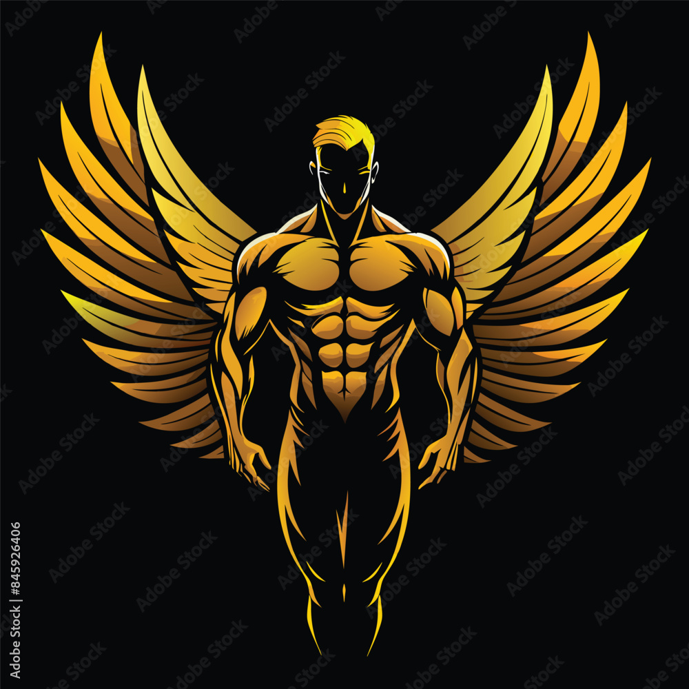 muscular man with wings logo vector illustration, fitness gym logo, Man ...