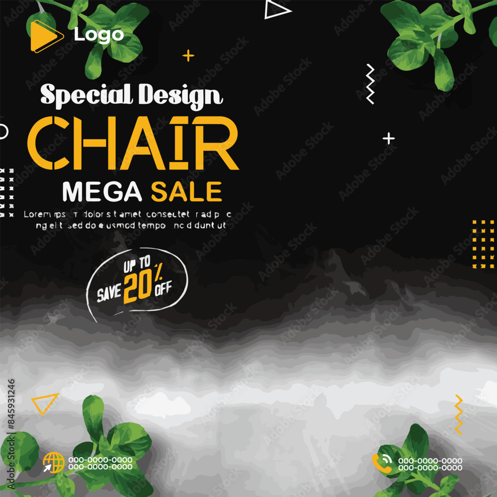 Gaming chair social media post and discount sale banner design template ...