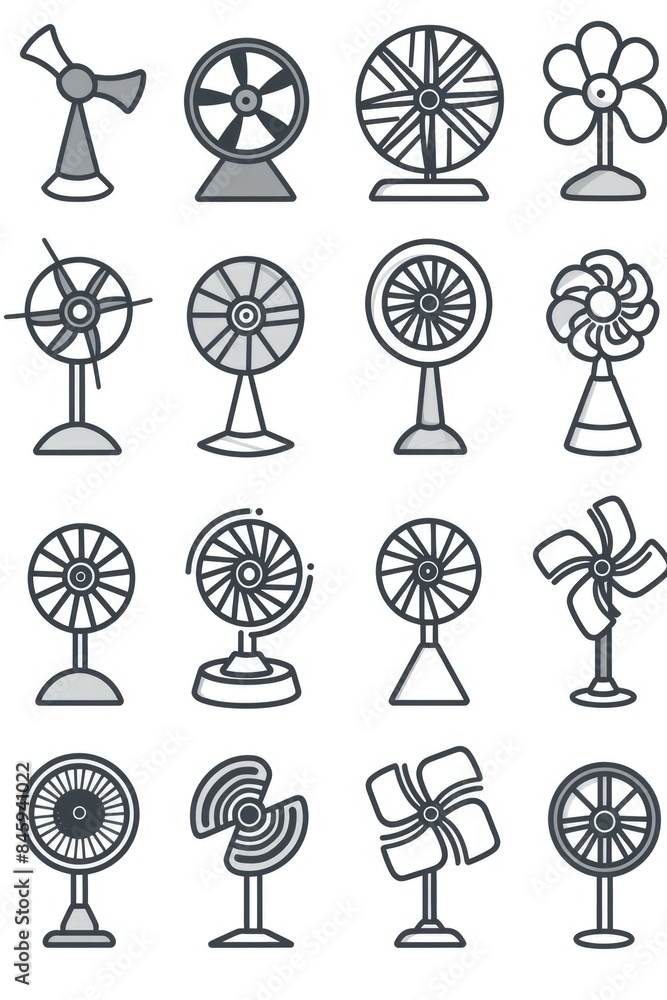 A collection of different fan types including ceiling fans, box fans ...