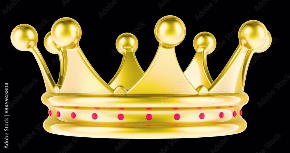 Gold Royal Crown rotation animation seamlessly loopable. 3D rendering ...