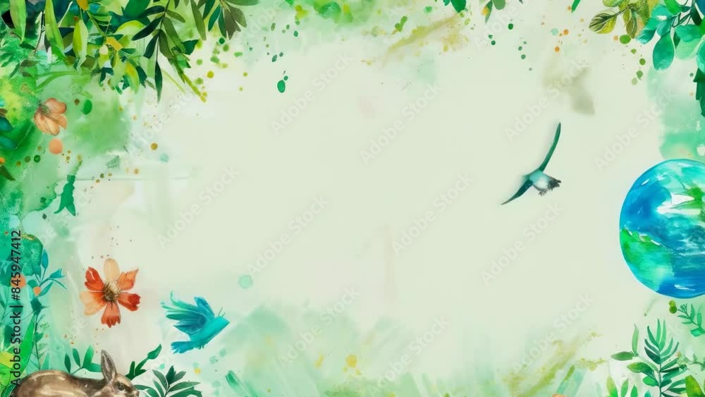 A vibrant Earth Day poster features lush greenery, colorful leaves, a ...