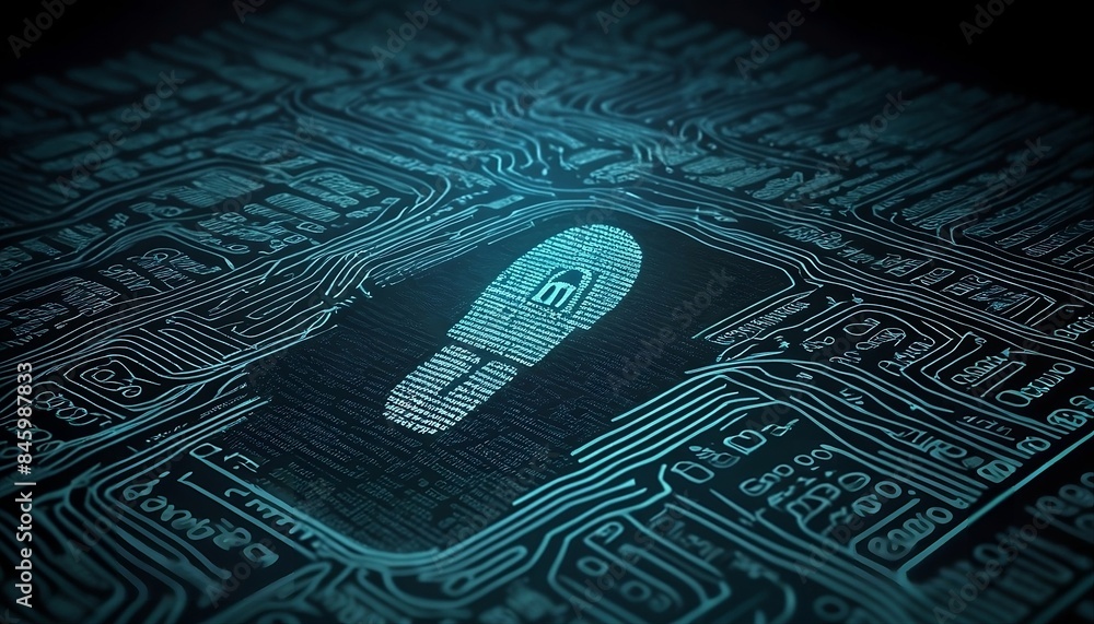 Cybersecurity digital footprints made of binary code, highlighting the ...