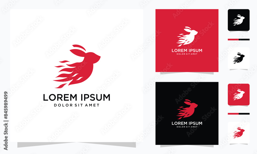 fire bunny logo vector icon illustration. The logo icon combines the ...