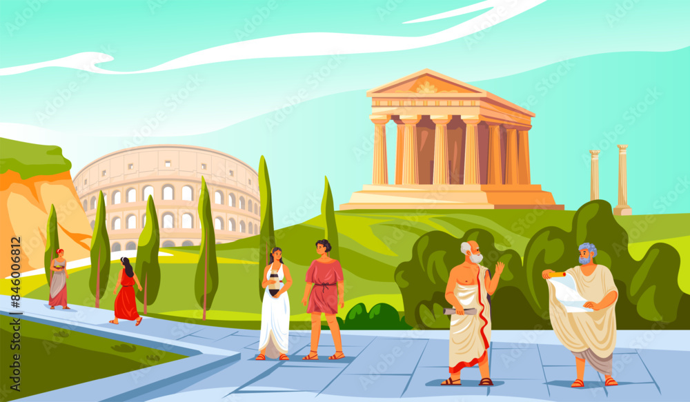 Roman citizen. Greek or ancient rome empire civilization people in toga ...