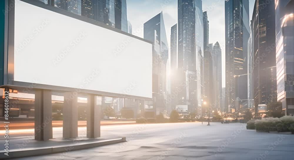 Large city blank billboard with white advertising space for blank ...