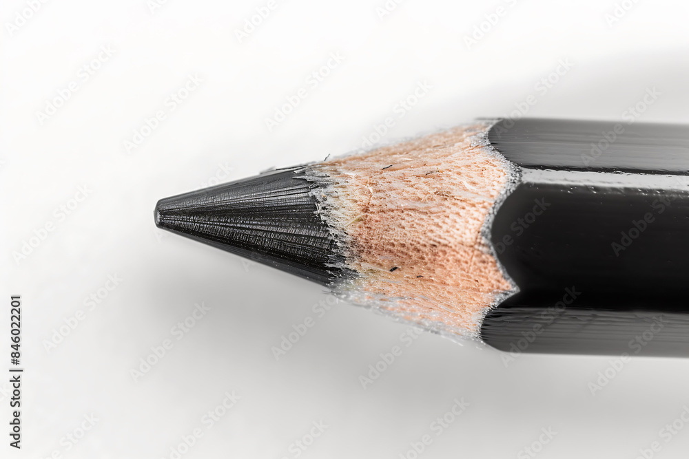 Extreme close-up of a pencil tip, highlighting the sharp graphite and ...
