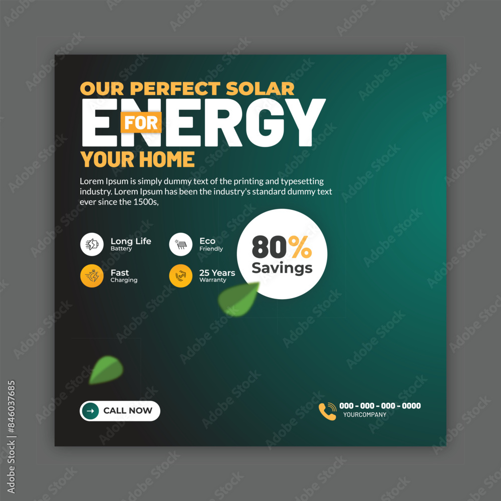 Vetor de solar energy social media post, banner design, suitable for Solar panel maintenance ...