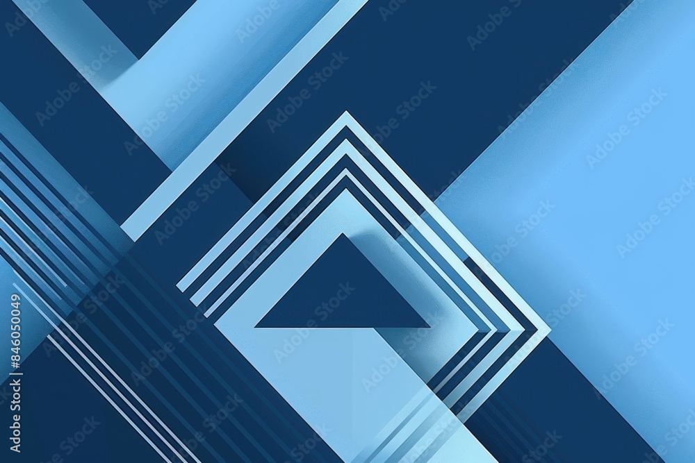 A blue background with three overlapping squares in the style of an art ...