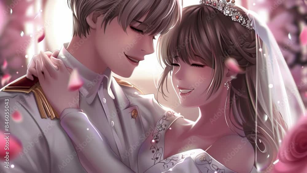 Cartoon romantic scene with royal pair - with coloring page - animation ...