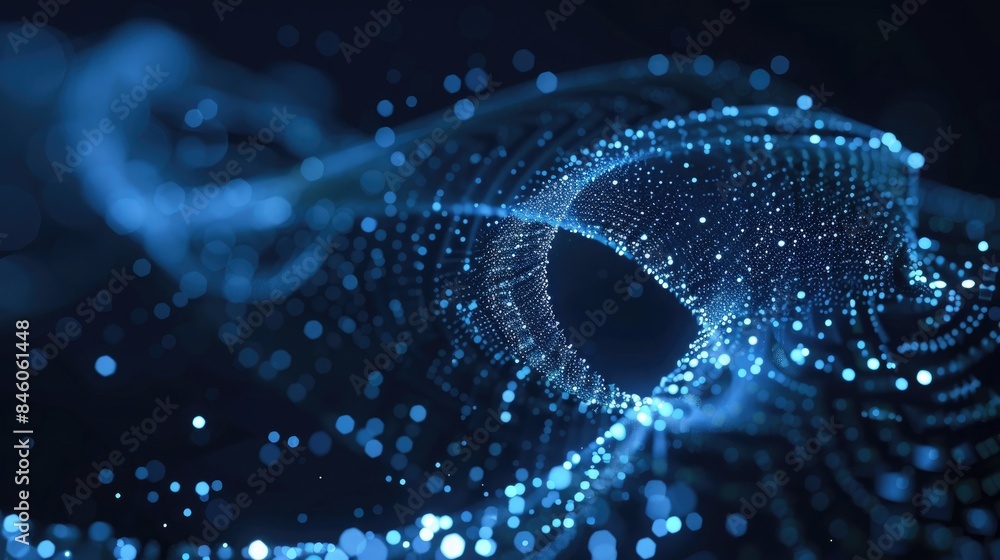 Abstract digital DNA spiral low poly blue conceptual structure of the ...