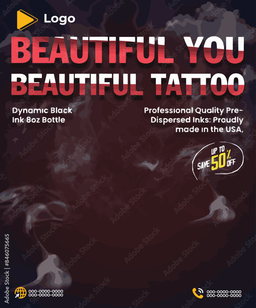 Tattoo studio sale for social media post or square banner template ...
