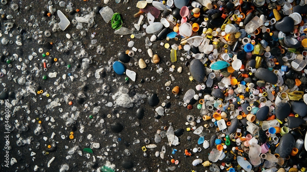 Microplastic: Close-ups of microplastic particles on beaches or in the ...