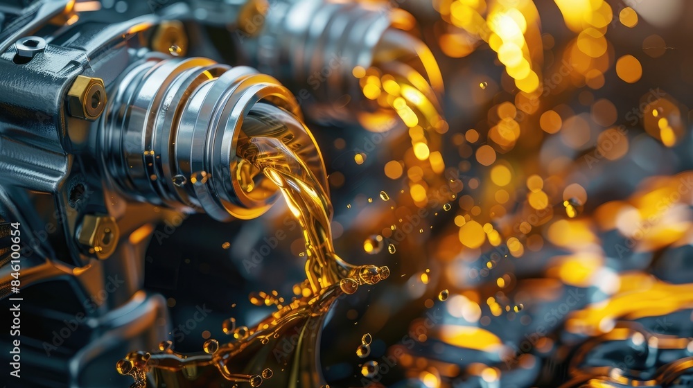 Motor oil wave splashing in car engine with lubricant oil , oil, wave ...