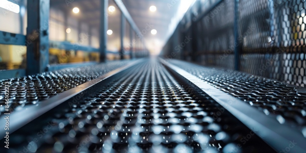 metal mesh manufacturing, real life, facade, expanded metal mesh Stock ...