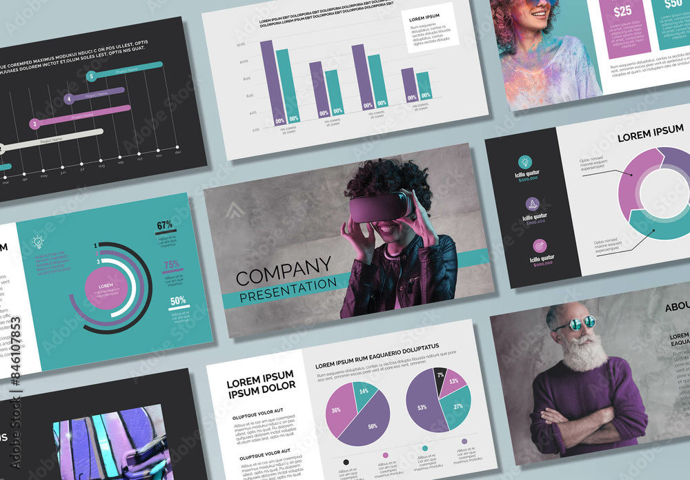 Modern Company Presentation Layout with Infographics Stock Template ...