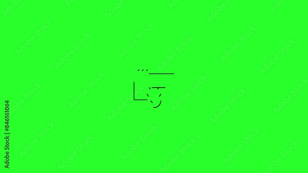 Black outline UI UX concept 4k icons animation on Green screen ...