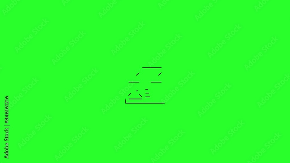 Black outline UI UX concept 4k icons animation on Green screen ...