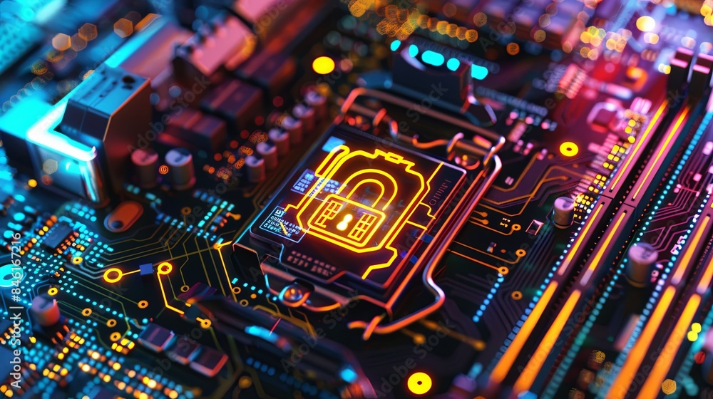 Secure connection or cybersecurity service concept of compute ...