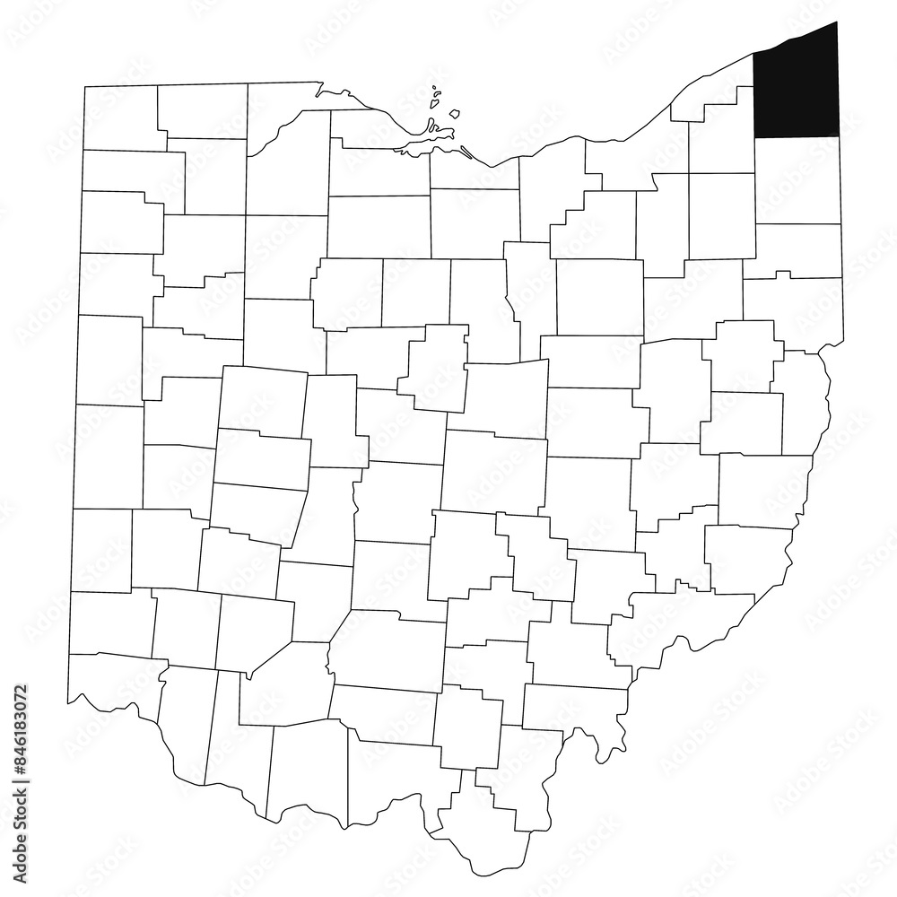 Map of ashtabula County in Ohio state on white background. single ...