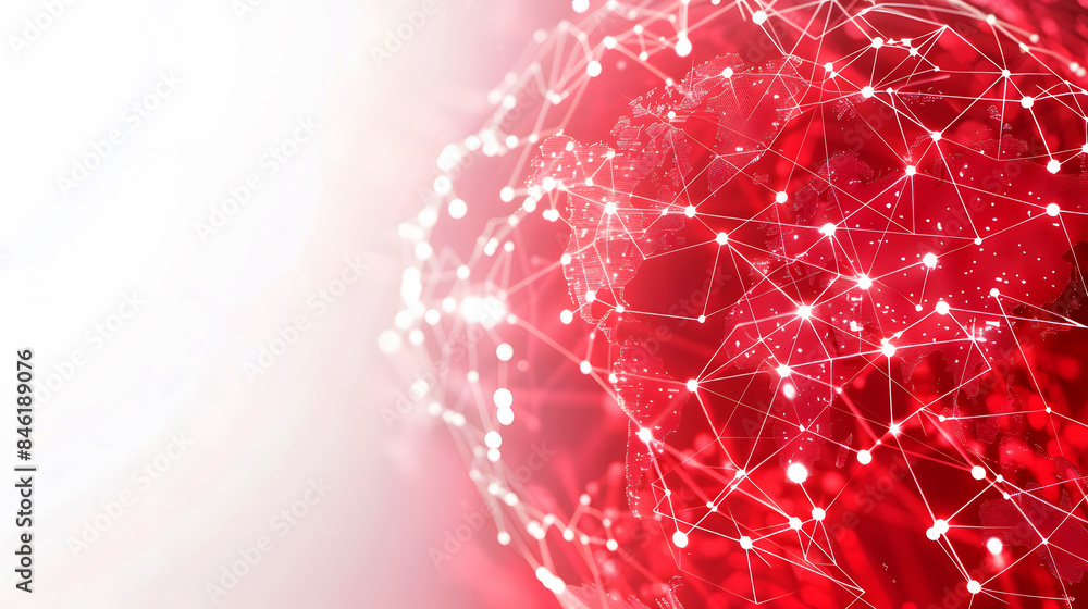 Global Communication Network Connection Background. Red World Map Point ...