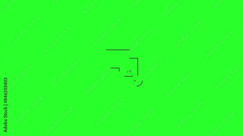 Black outline UI UX concept 4k icons animation on Green screen ...