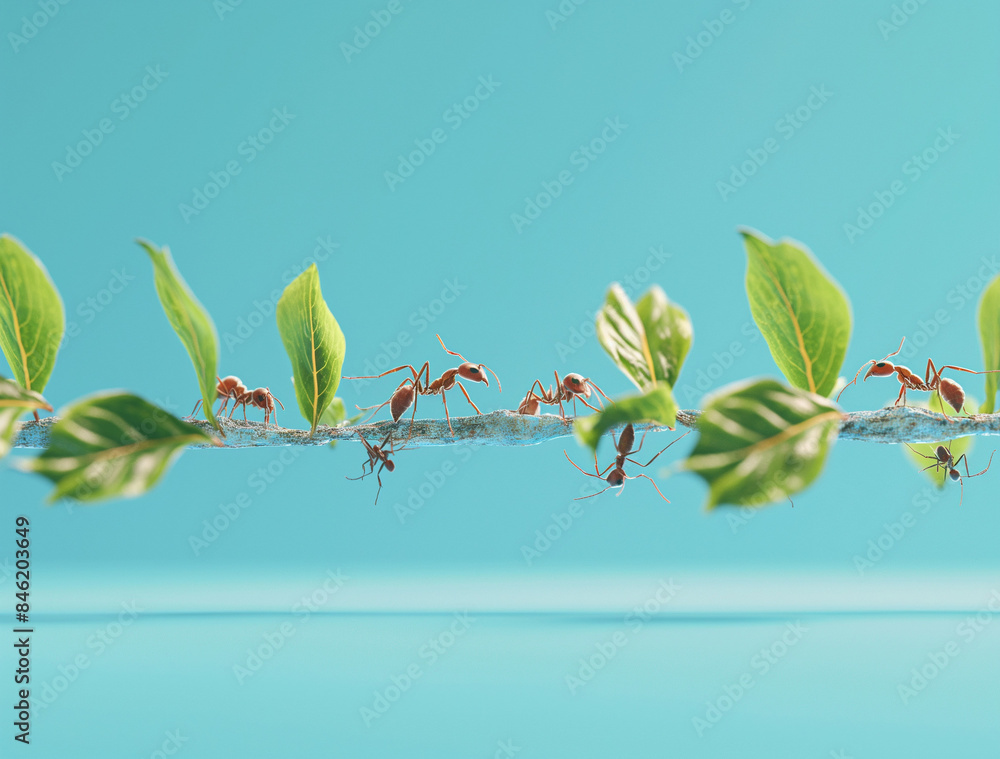 +Ants building bridge across the chasm, team work concept. group of ...
