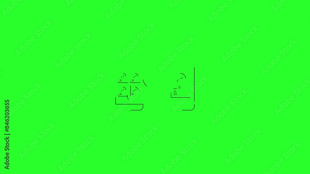 Black outline UI UX concept 4k icons animation on Green screen ...