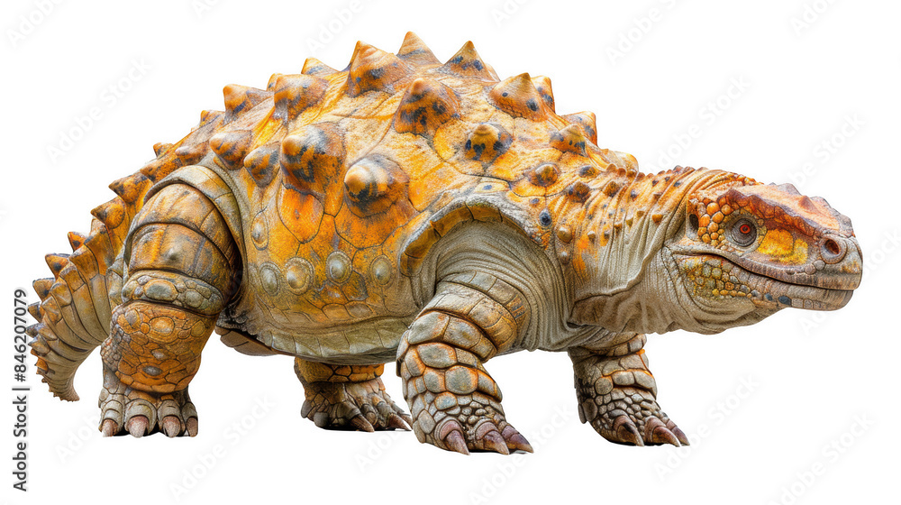 Realistic-Looking Ankylosaurus Standing on All Fours in a Dark, Rocky ...