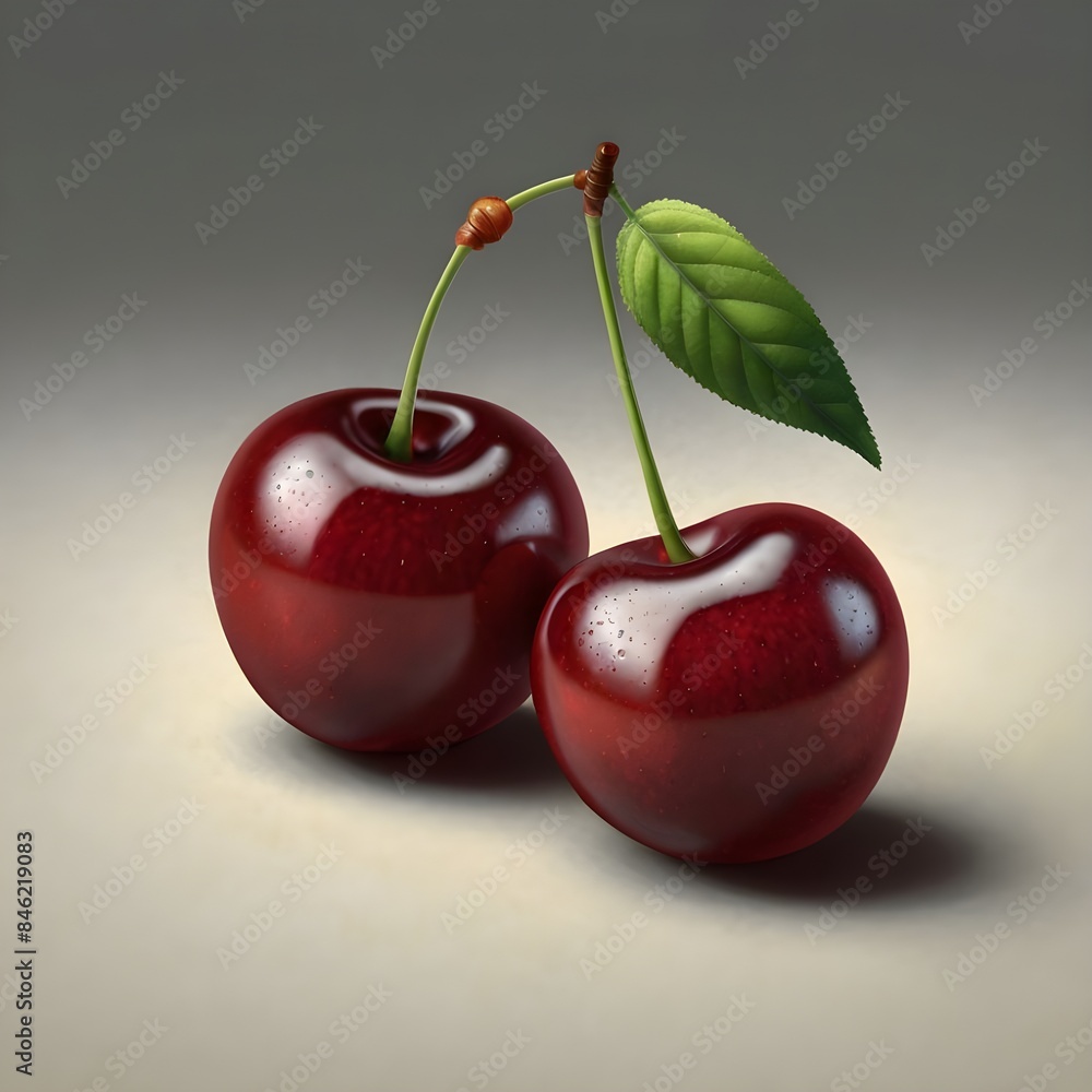 cherry isolated. cherries with leaf isolate. Whole and half of cherry ...
