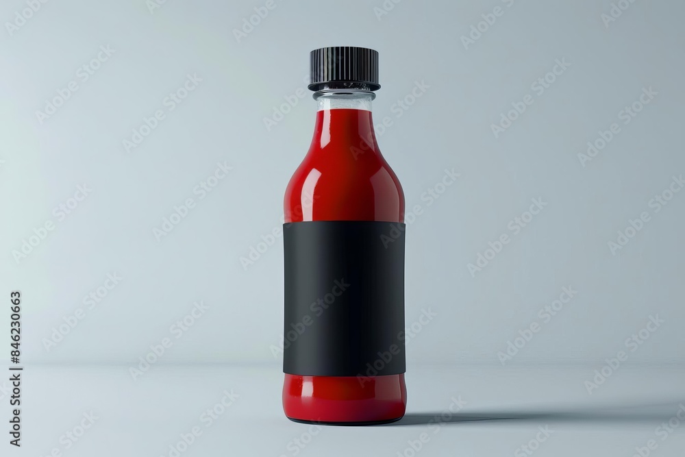 Design a sleek, modern rear view of a BBQ sauce bottle in a minimalist ...