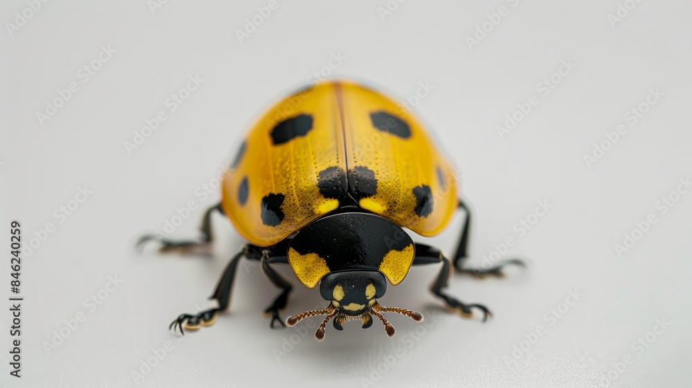 Macro Photography of a Yellow Ladybug with Distinctive Black Spots on a ...