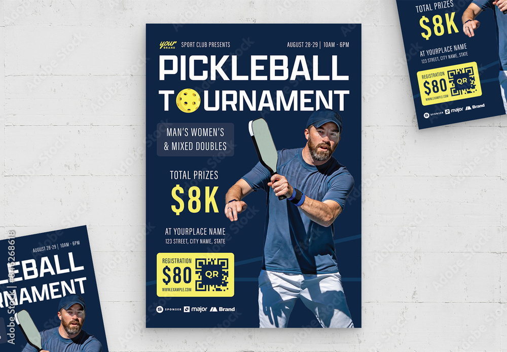 Pickleball Flyer Template Stock Template | Adobe Stock