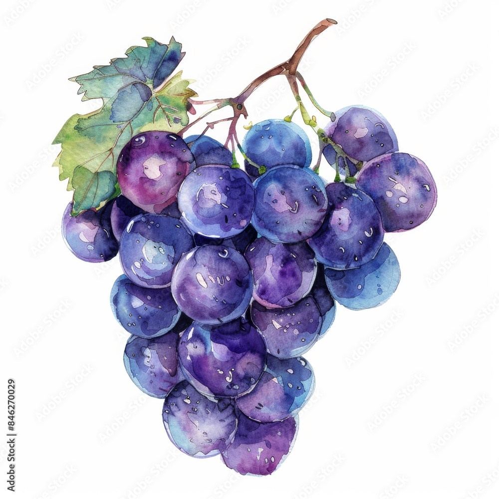 watercolor of a bunch of grapes clipart isolated on white background ...