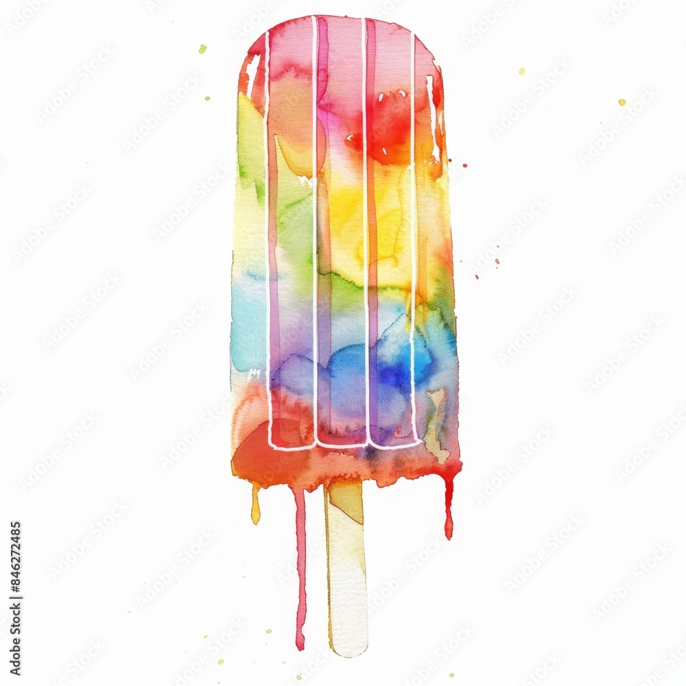 watercolor of a popsicle clipart isolated on white background. Stock ...