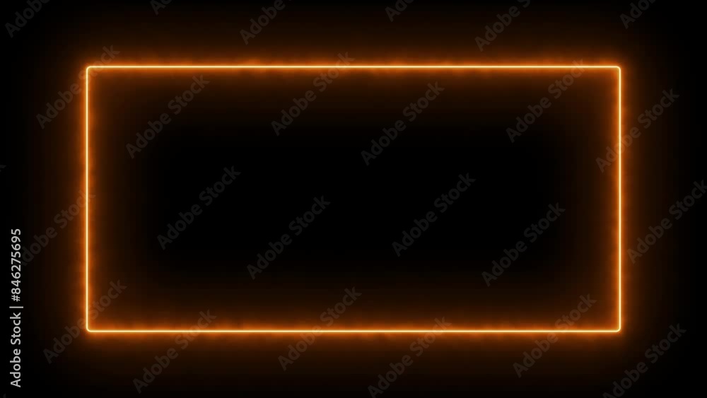 brown Neon rectangle frame loop animation. rectangular glowing frame ...