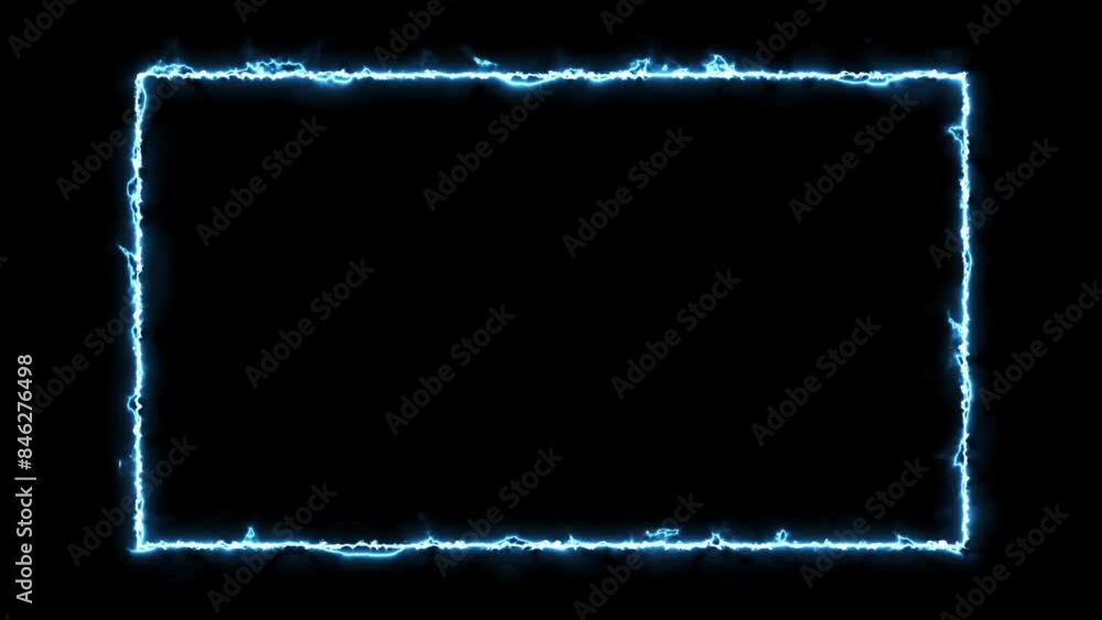 Cyan Neon rectangle frame loop animation. rectangular glowing frame ...