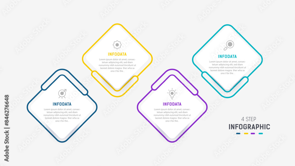 Three Step Infographic label design Vector template with line icons ...