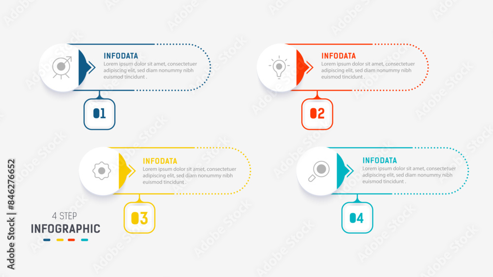 Three Step Infographic label design Vector template with line icons ...