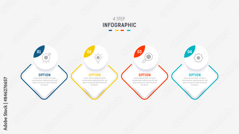 Three Step Infographic label design Vector template with line icons ...