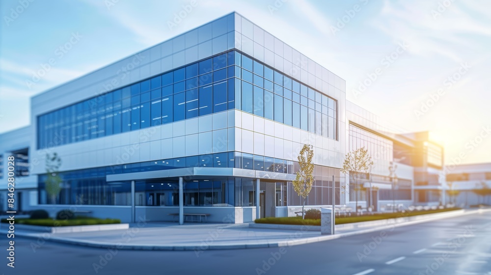 Modern office building with large windows and a clean, contemporary ...