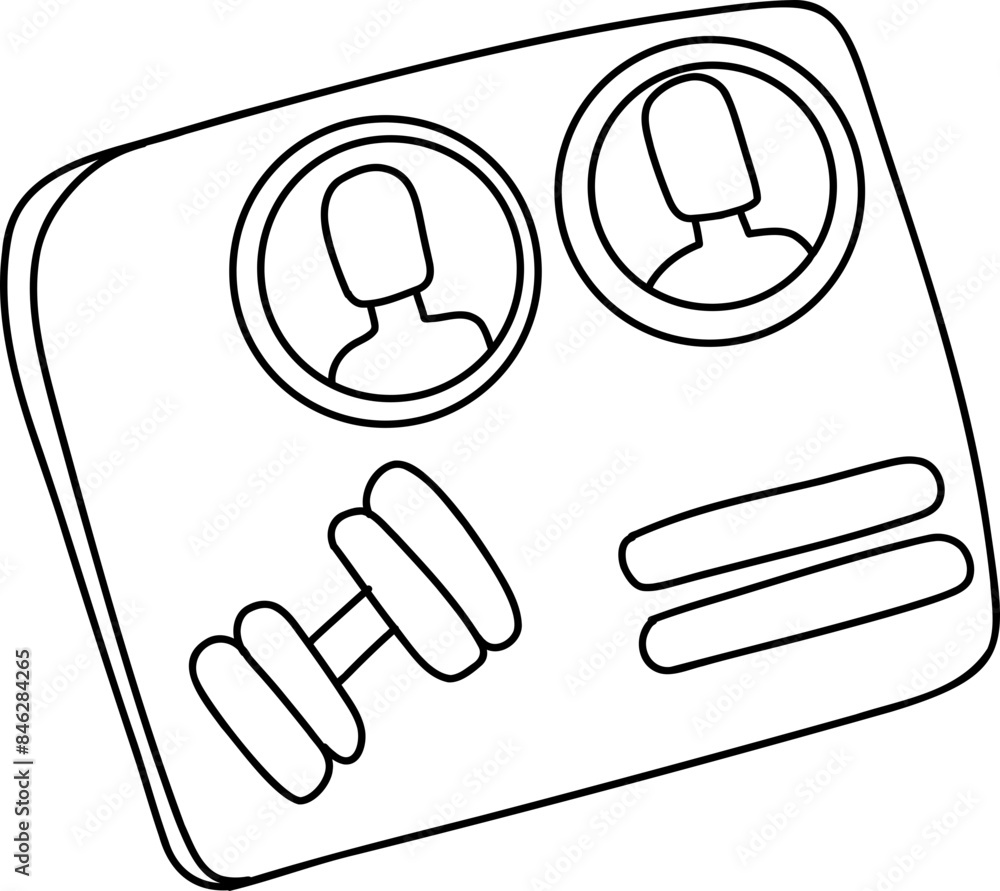 Gym membership card outline. Hand drawn. Stock Vector | Adobe Stock