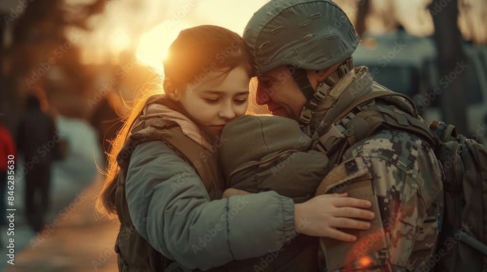 Soldiers Homecoming A heartfelt moment captured in a candid photo of a ...