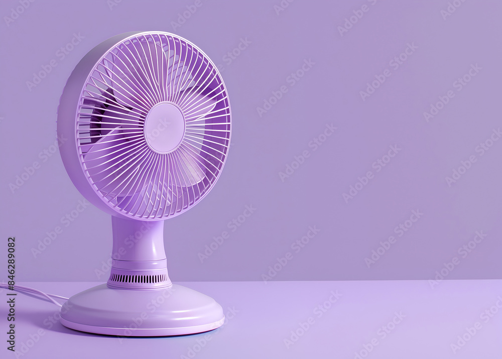 Modern electric fan on a purple background. Modern electric fan near ...