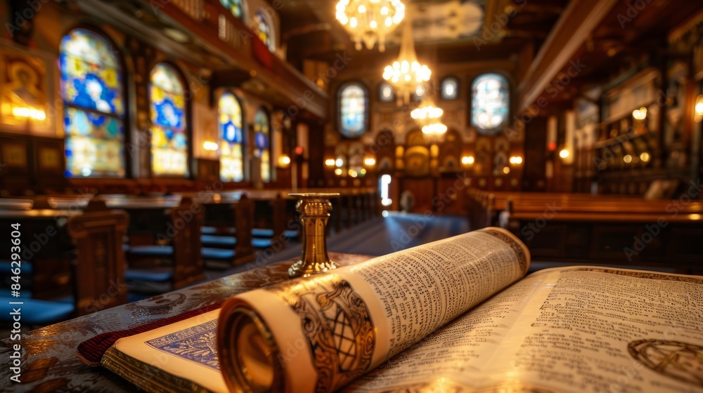 Jewish Synagogue Interior A medium photo showcasing the interior of a ...