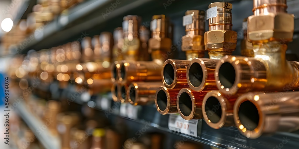 Display of Copper Pipes and Fittings for Plumbing Construction at ...