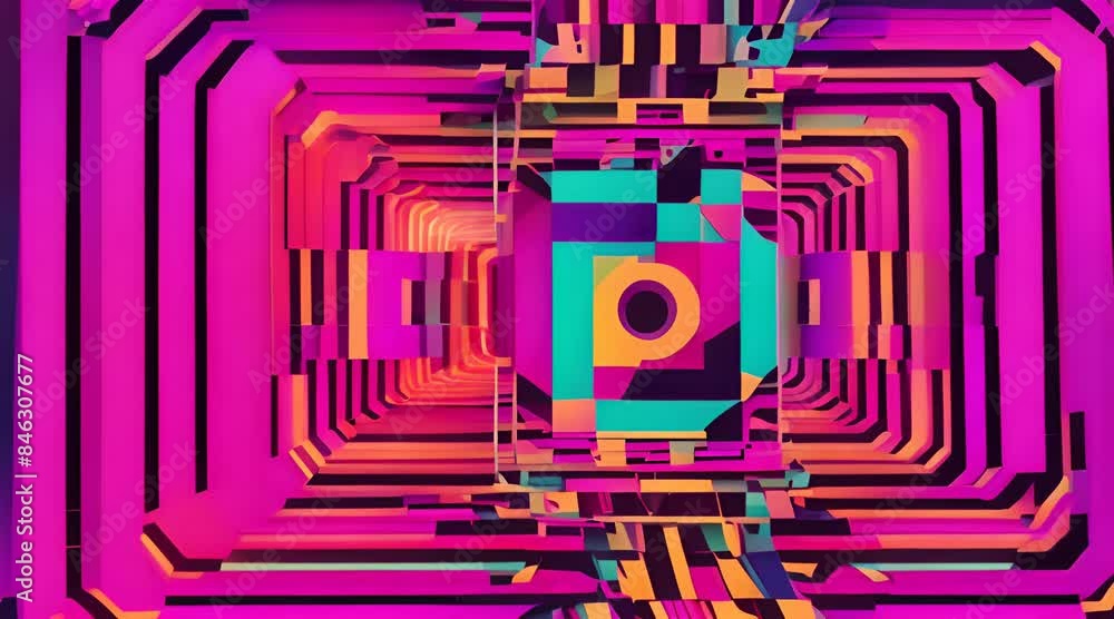 Retro abstract 90's style design background animation. Neon geometrical ...