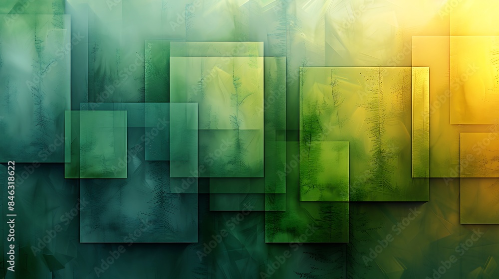 An abstract background with layered squares, transparency creating a ...